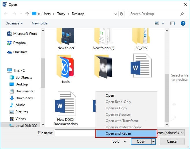 Use Open And Repair To Fix Word Document Use Open And Repair To Fix Word Document